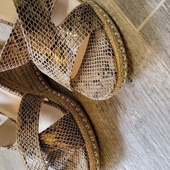 Seven Dials | Shoes | Seven Dials Wedge Ankle Wrap Around Faux Snake ...